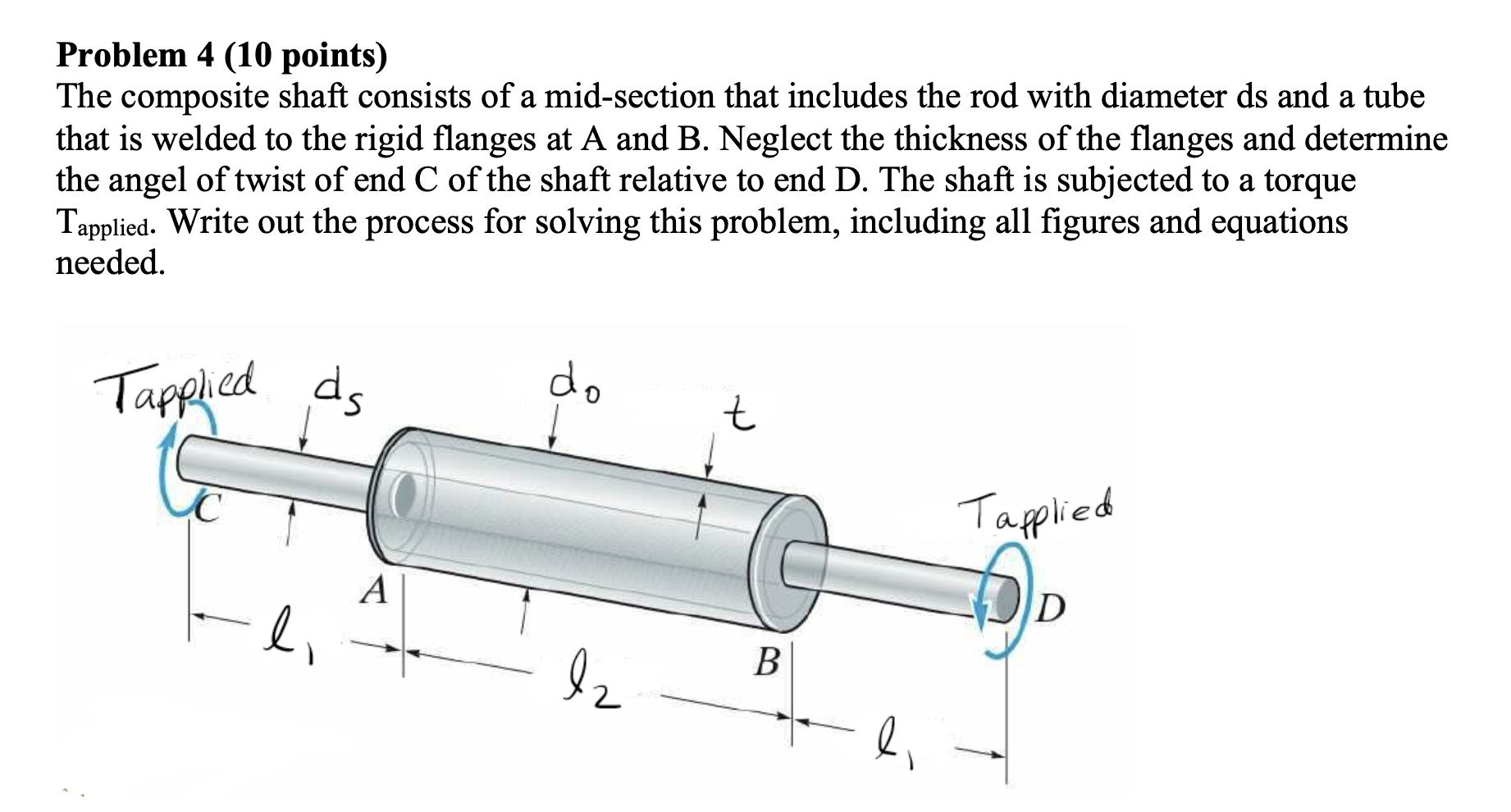 Solved Problem 4 (10 points) The composite shaft consists of | Chegg.com