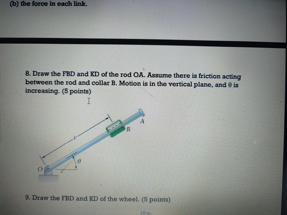 Solved (b) the force in each link. 8. Draw the FBD and KD of | Chegg.com