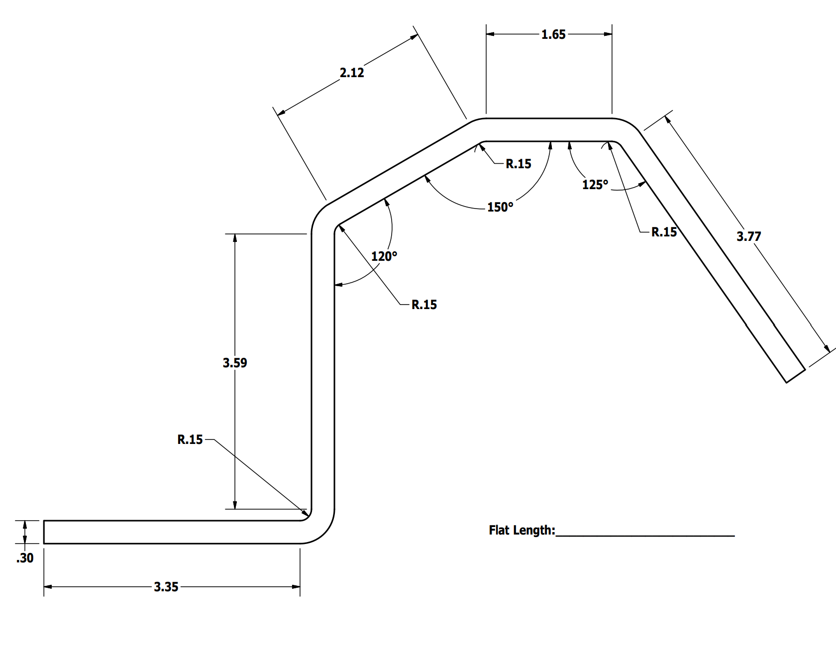 Solved Calculate the flat length of the part on the image | Chegg.com