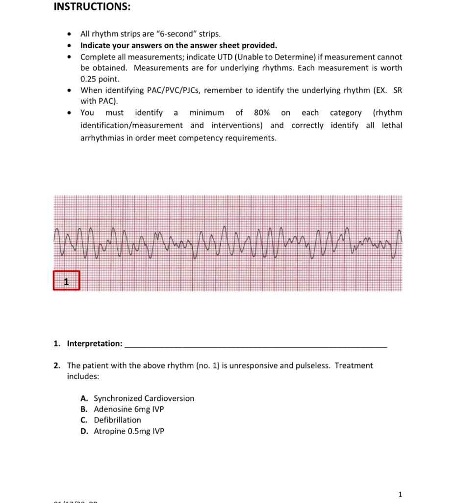 Solved INSTRUCTIONS: - All rhythm strips are "6-second" | Chegg.com