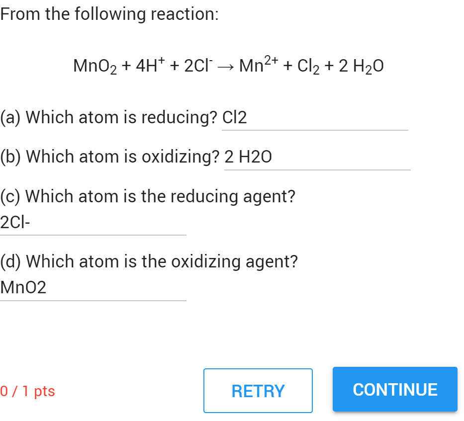 Solved From the following reaction: MnO2 + 4H+ + 2Cl → Mn2+ | Chegg.com