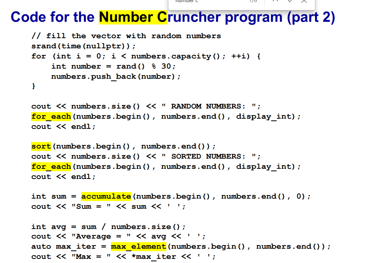 Solved Modify the number cruncher program from Chapter 11 to | Chegg.com