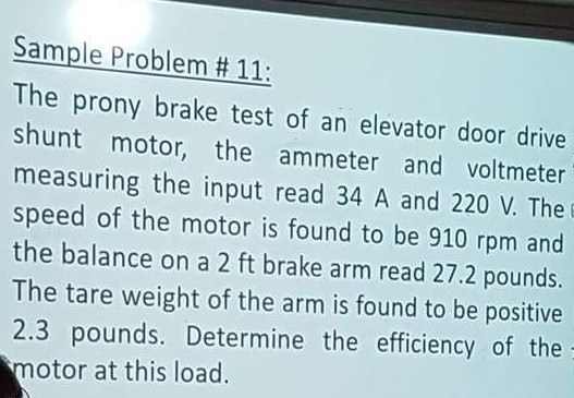 Solved Sample Problem # 11: The prony brake test of an | Chegg.com