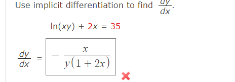 Solved Use implicit differentiation to find dxdy. | Chegg.com
