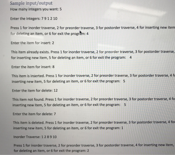 Solved Create a Binary Search Tree of integer values, then | Chegg.com