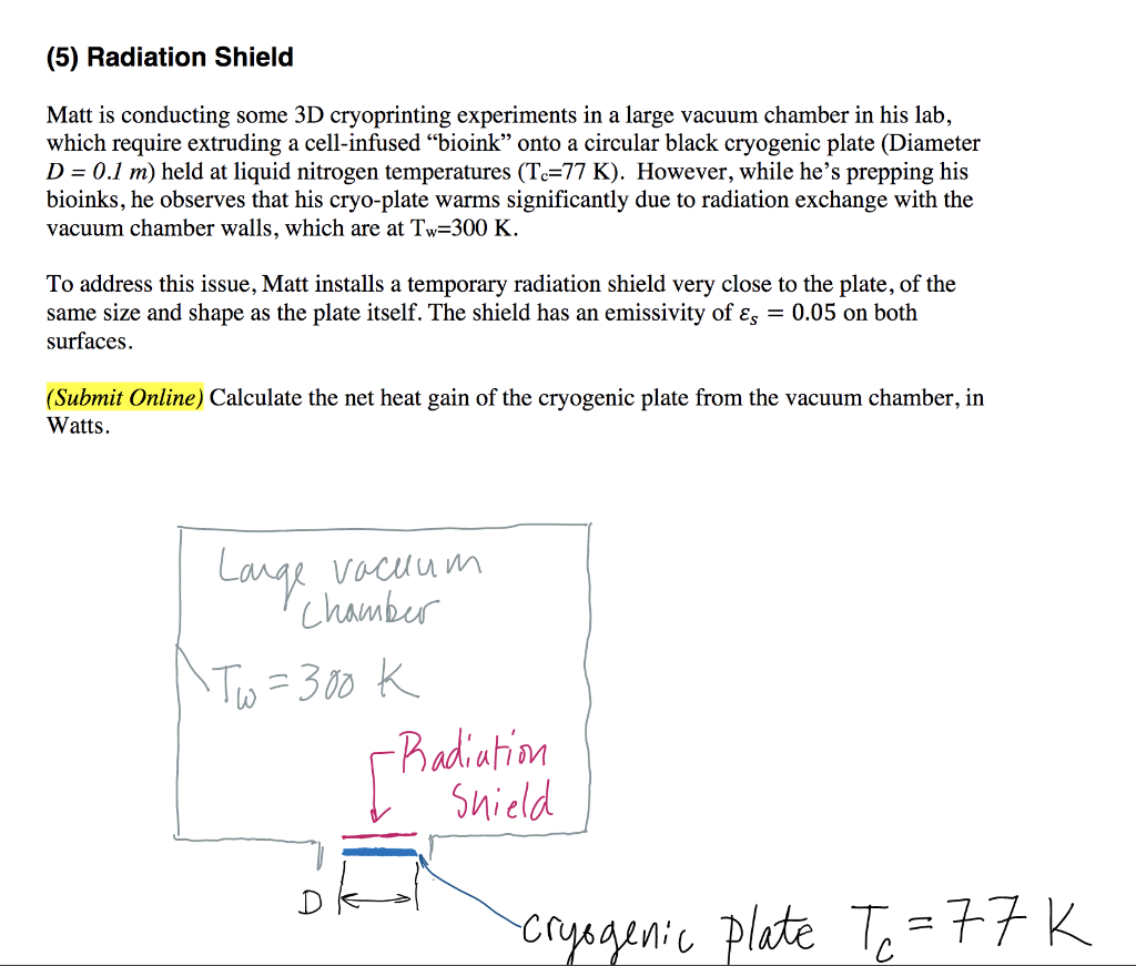 Solved (5) Radiation Shield Matt is conducting some 3D | Chegg.com