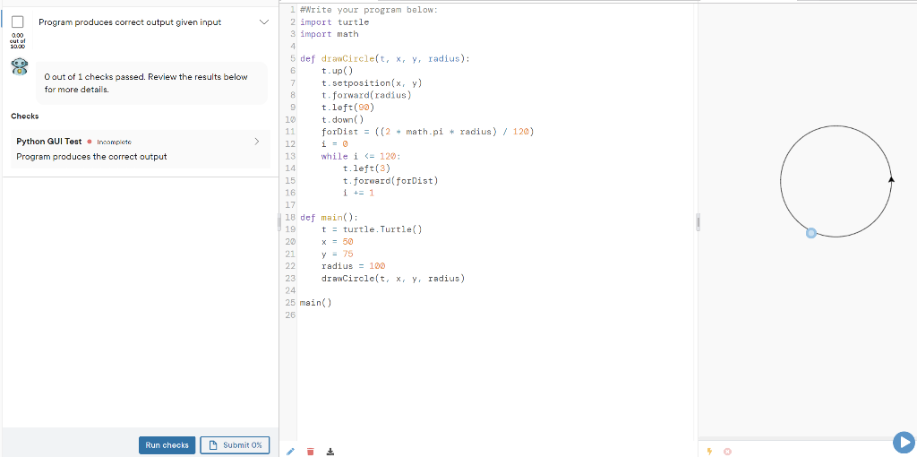 Solved Define a function drawCircle. This function should | Chegg.com