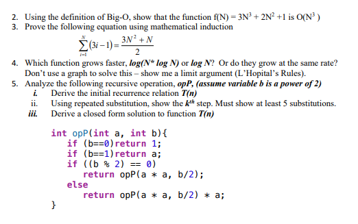 Solved 2. Using the definition of Big-O, show that the | Chegg.com
