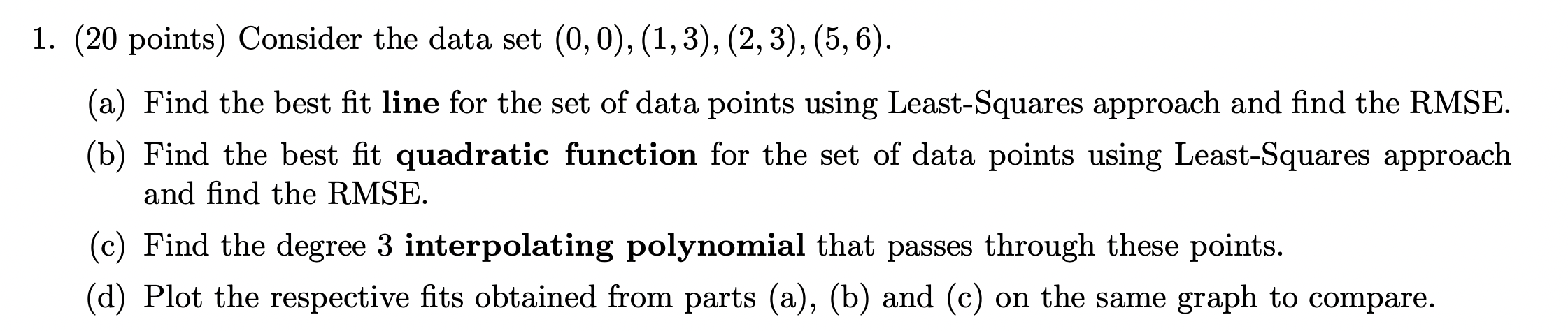 1. (20 points) Consider the data set | Chegg.com