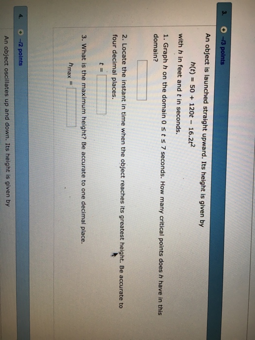 Solved 3. O -13 points An object is launched straight | Chegg.com
