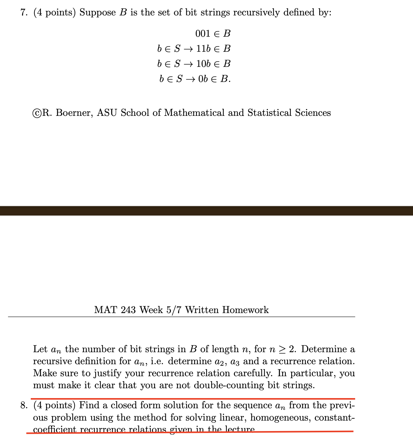 7. (4 points) Suppose B is the set of bit strings | Chegg.com