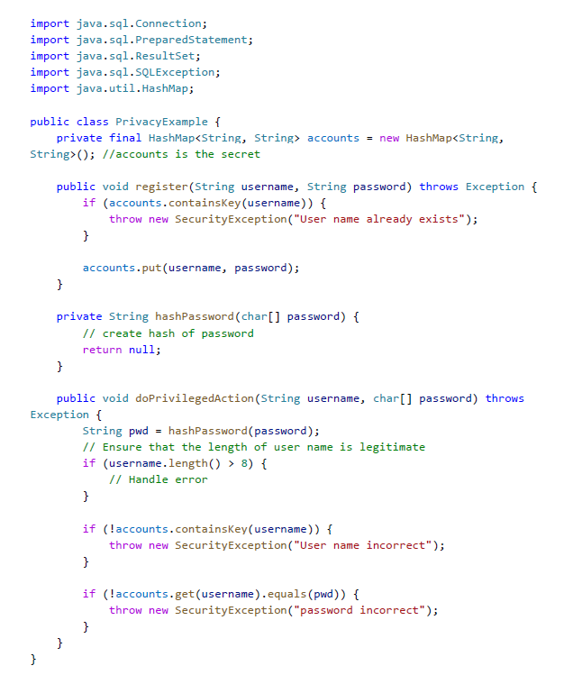 Solved Given PrivacyExample.java, assume that whatever in | Chegg.com
