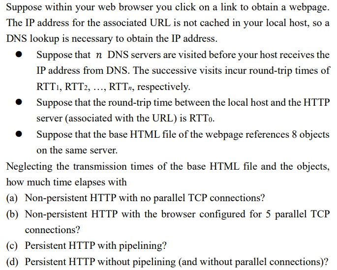 Solved Suppose within your web browser you click on a link | Chegg.com