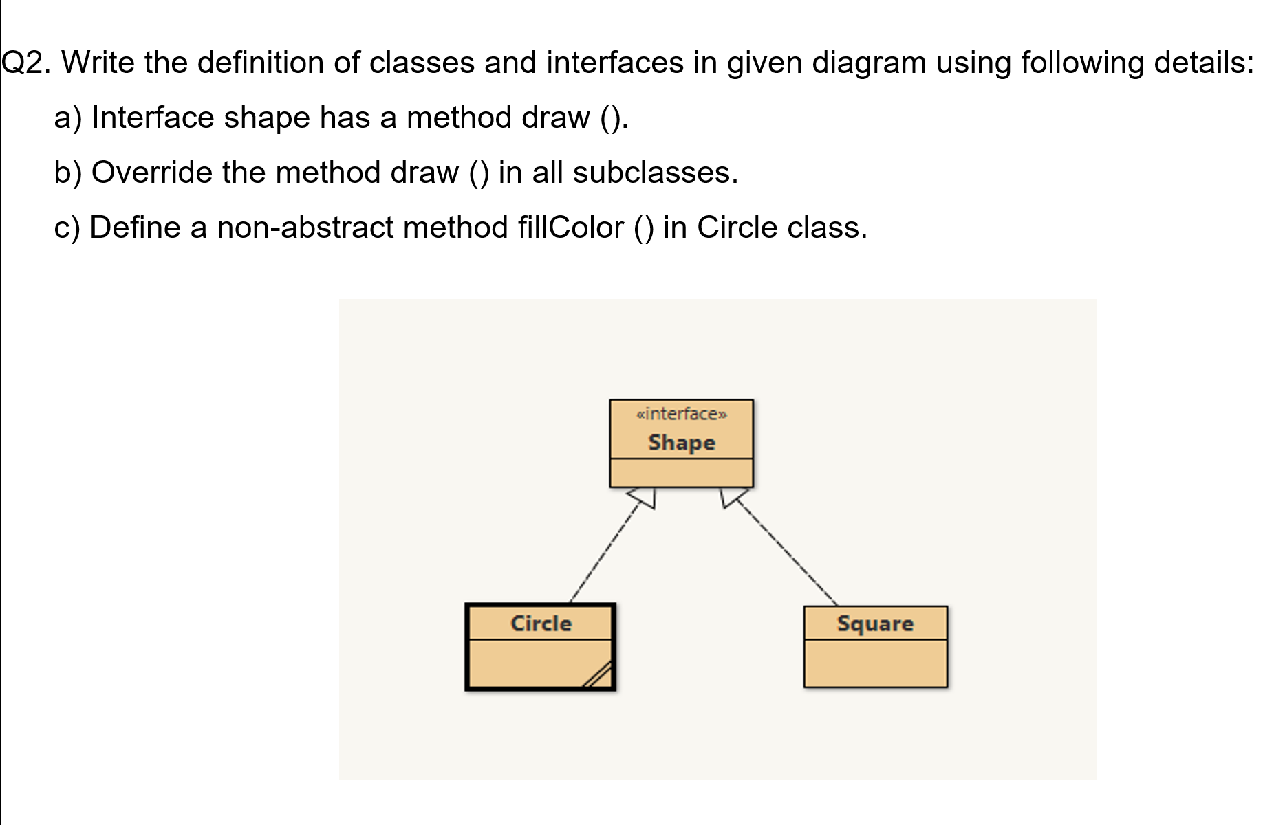 Solved Q2. Write the definition of classes and interfaces in | Chegg.com