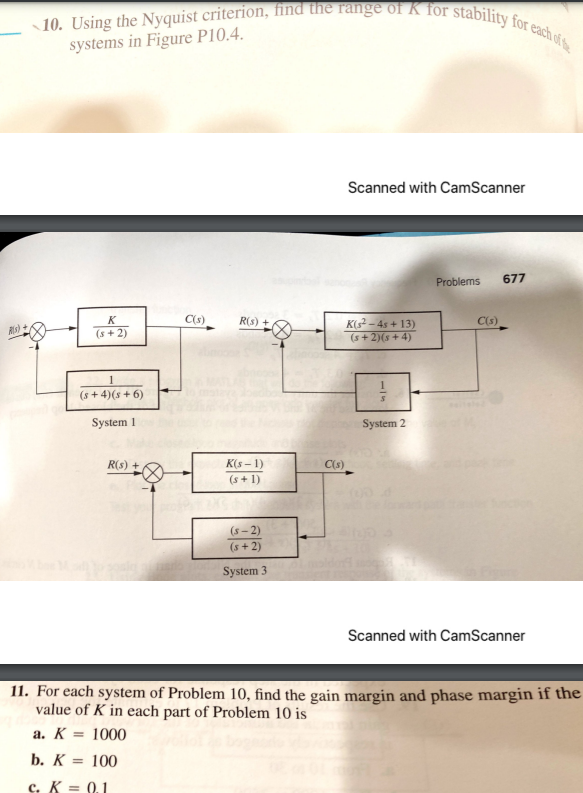 Solved 10. Using the Nyquist criterion, find the range of K | Chegg.com