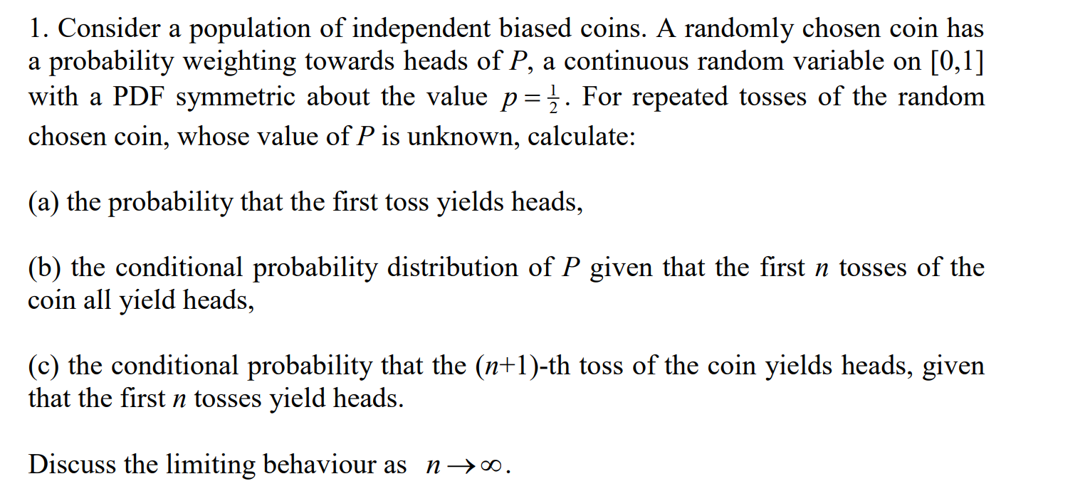 Solved 1. Consider a population of independent biased coins. | Chegg.com