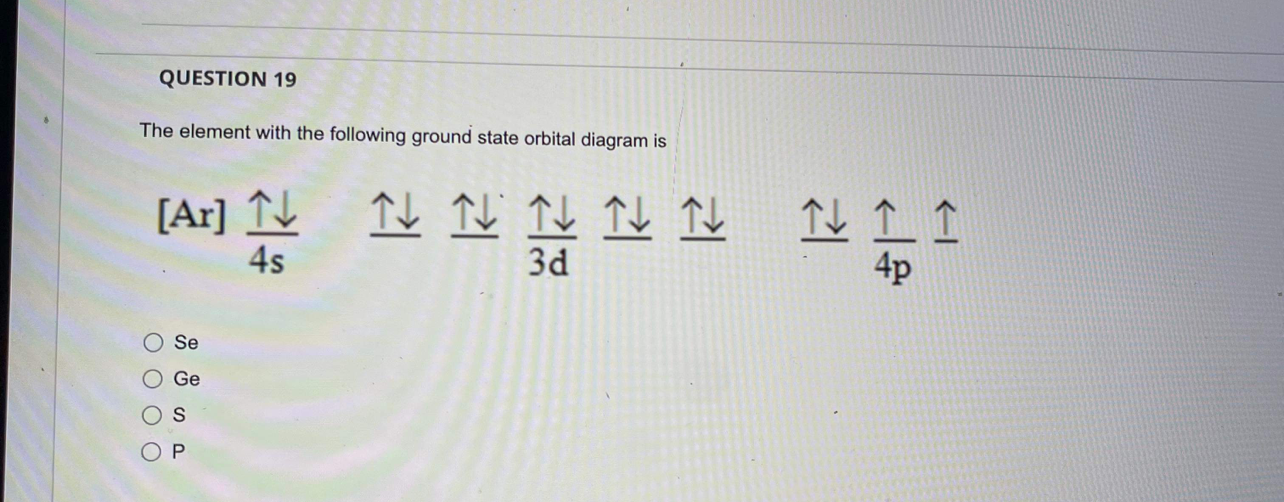 Solved The element with the following ground state orbital | Chegg.com