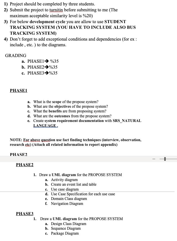 Solved 1) Project should be completed by three students. 2) | Chegg.com