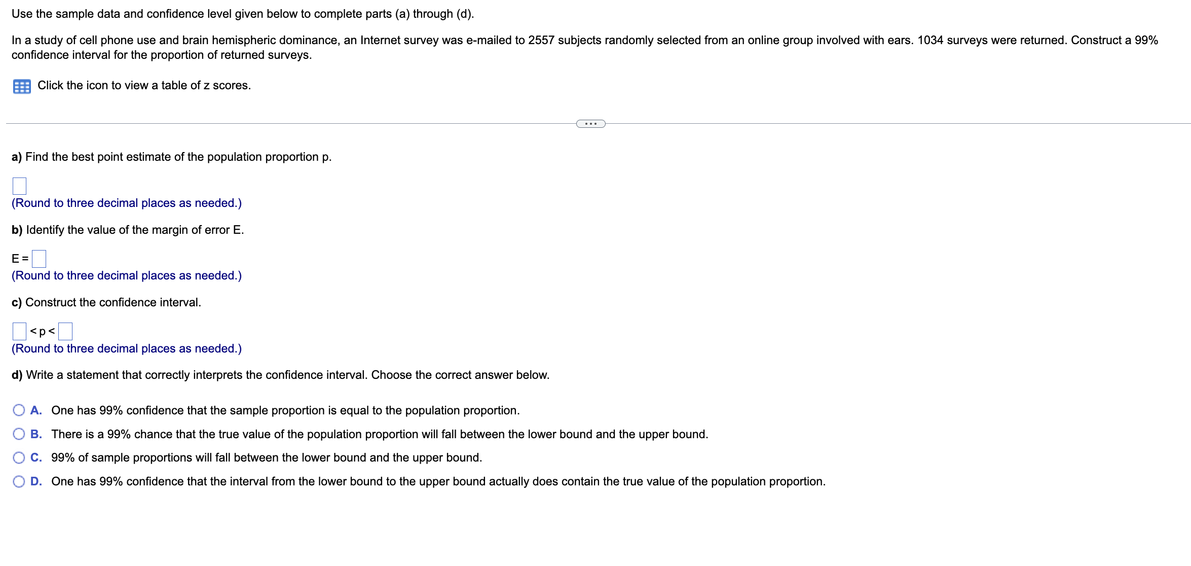 Solved Use the sample data and confidence level given below | Chegg.com