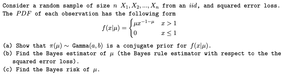 Consider a random sample of size n X1, X2, ..., Xn | Chegg.com