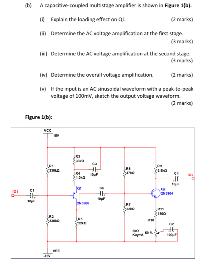 (b) A capacitive-coupled multistage amplifier is | Chegg.com
