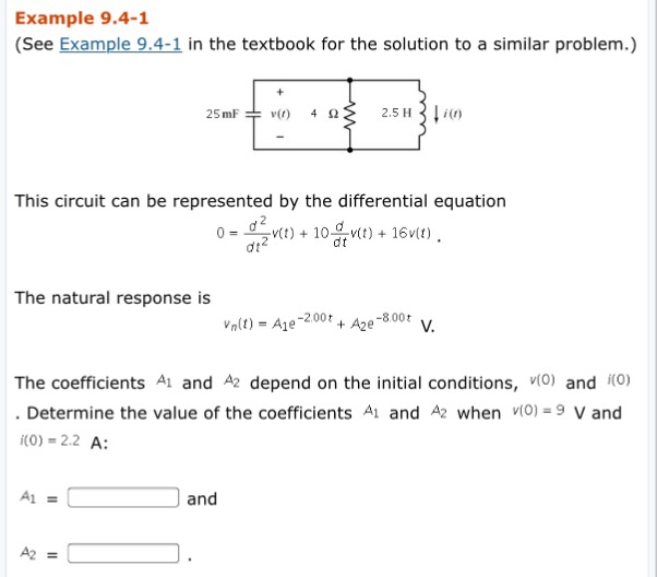 Solved Example 9.4-1 (See Example 9.4-1 in the textbook for | Chegg.com