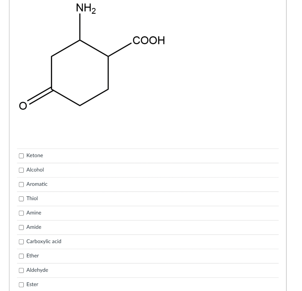 Solved Identify any and all functional groups by checking | Chegg.com