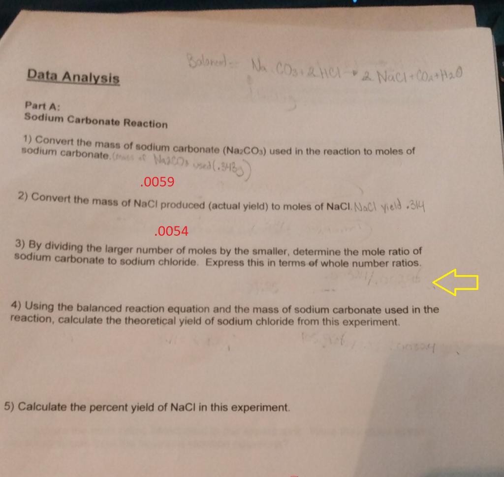 Solved 2) Convert the mass of NaCl produced (actual yield) | Chegg.com