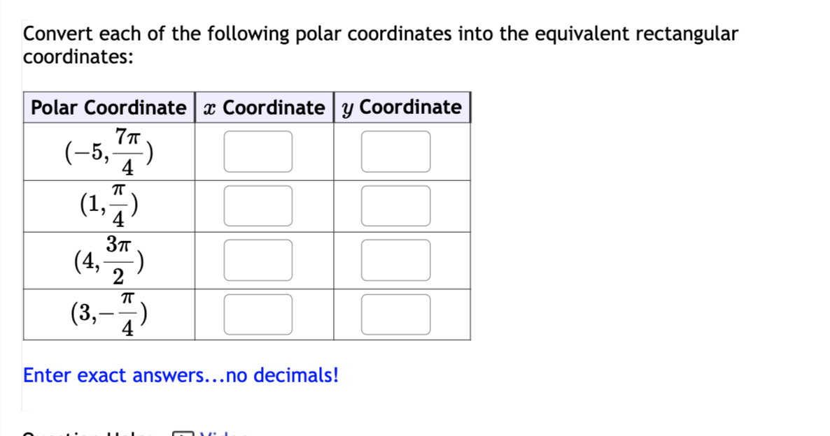 Solved Convert each of the following rectangular coordinates | Chegg.com