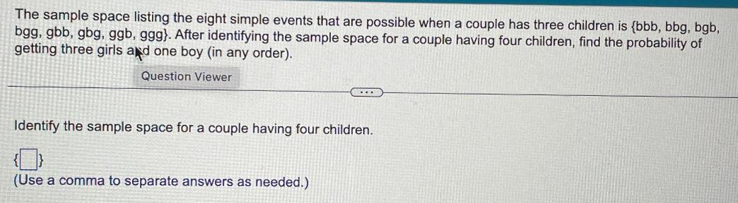Solved The sample space listing the eight simple events that | Chegg.com
