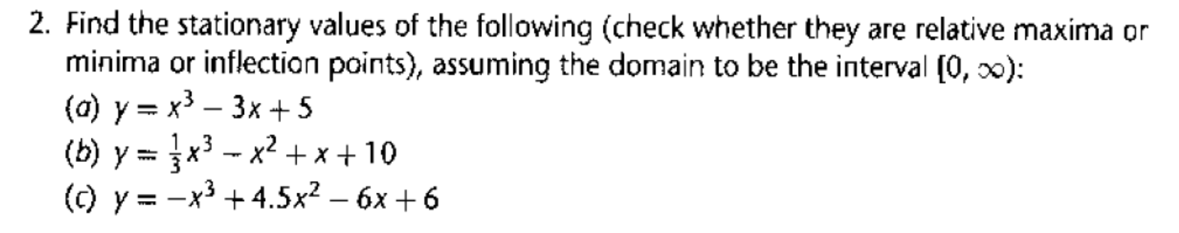 Solved 2. Find the stationary values of the following (check | Chegg.com