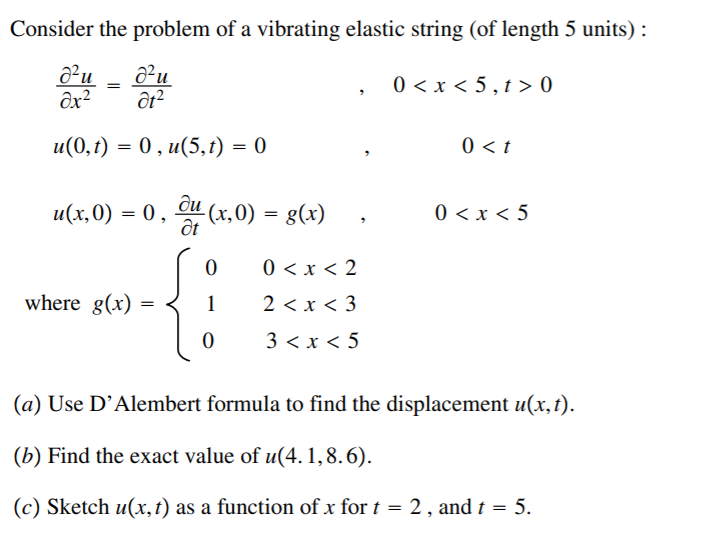 Solved Consider the problem of a vibrating elastic string | Chegg.com