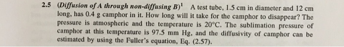 Solved (Diffusion of A through non-diffusing B)1 long, has | Chegg.com