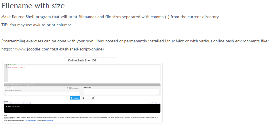 Solved Filename with size Make Bourne Shell program that | Chegg.com