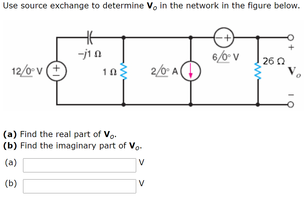 Solved Use source exchange to determine V. in the network in | Chegg.com