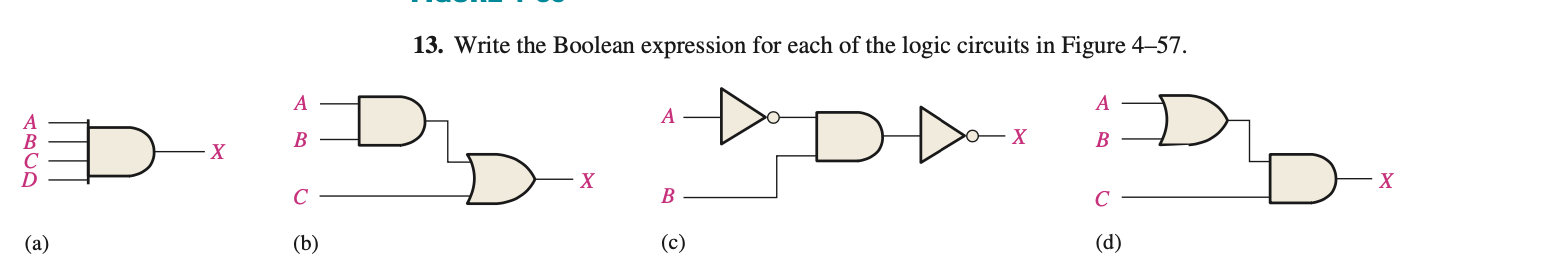 Solved 13. Write the Boolean expression for each of the | Chegg.com