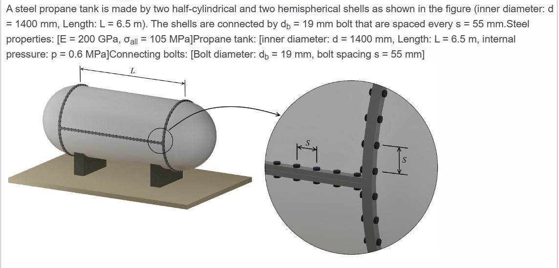 Solved A steel propane tank is made by two half-cylindrical | Chegg.com