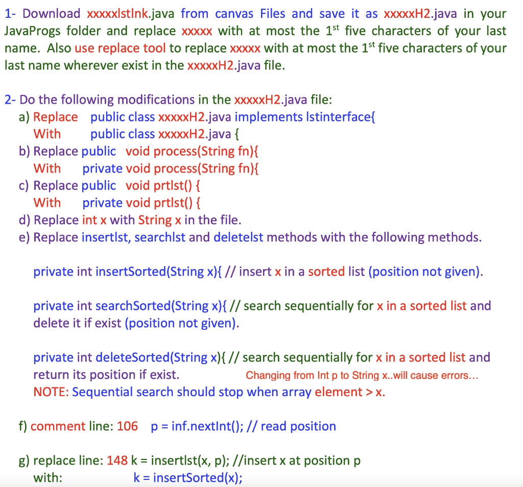 Solved 1- Download xxxxxlstlnk.java from canvas Files and | Chegg.com