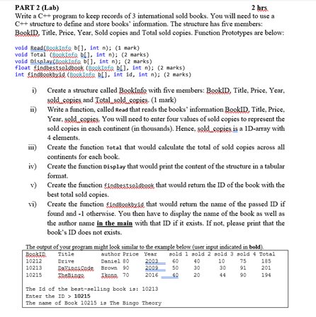 Solved PART 2 (Lab) 2 hrs Write a C++ program to keep | Chegg.com