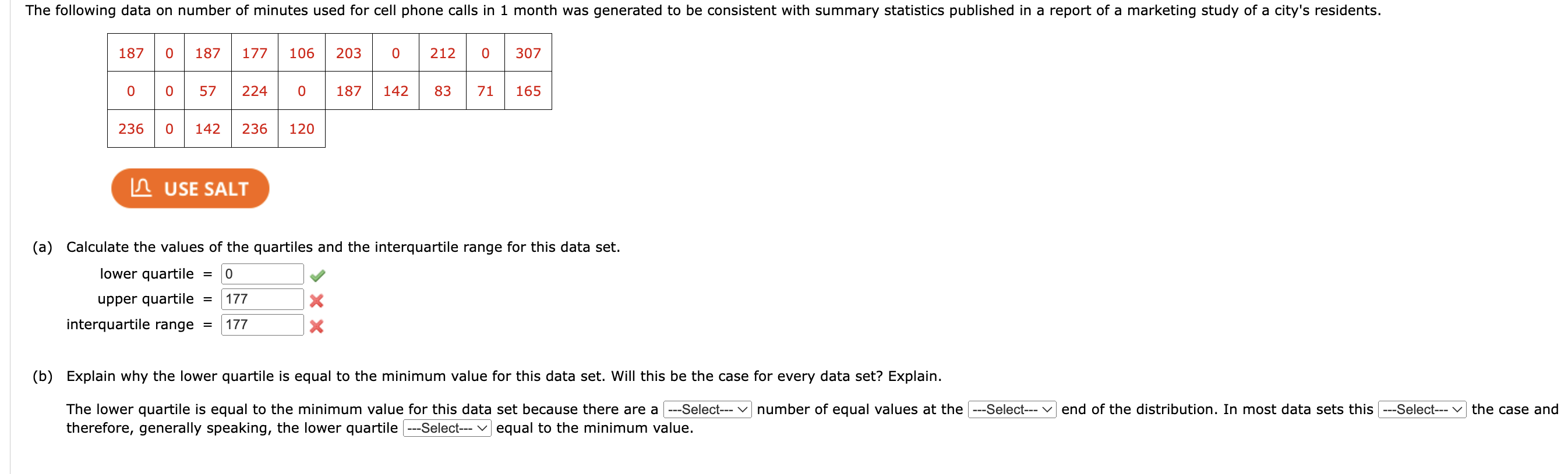 Solved (a) Calculate the values of the quartiles and the | Chegg.com
