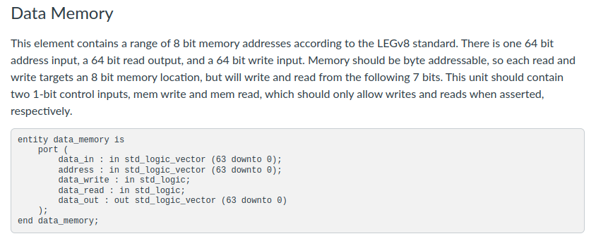 Solved Data Memory This element contains a range of 8 bit | Chegg.com