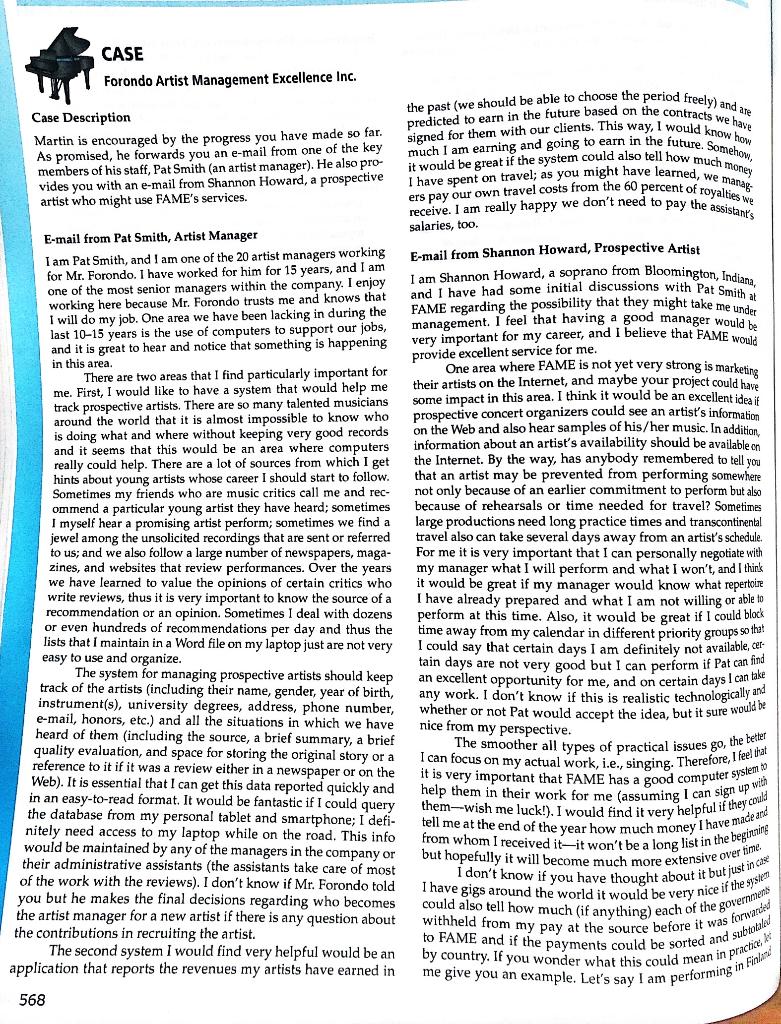 Solved Refer to the FAME case . Create an EER diagram for | Chegg.com