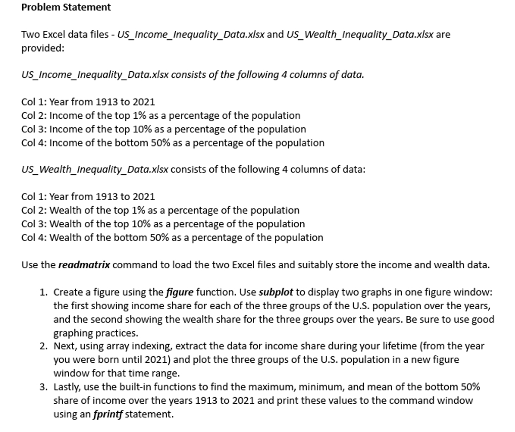 Solved Problem StatementTwo Excel data files - | Chegg.com