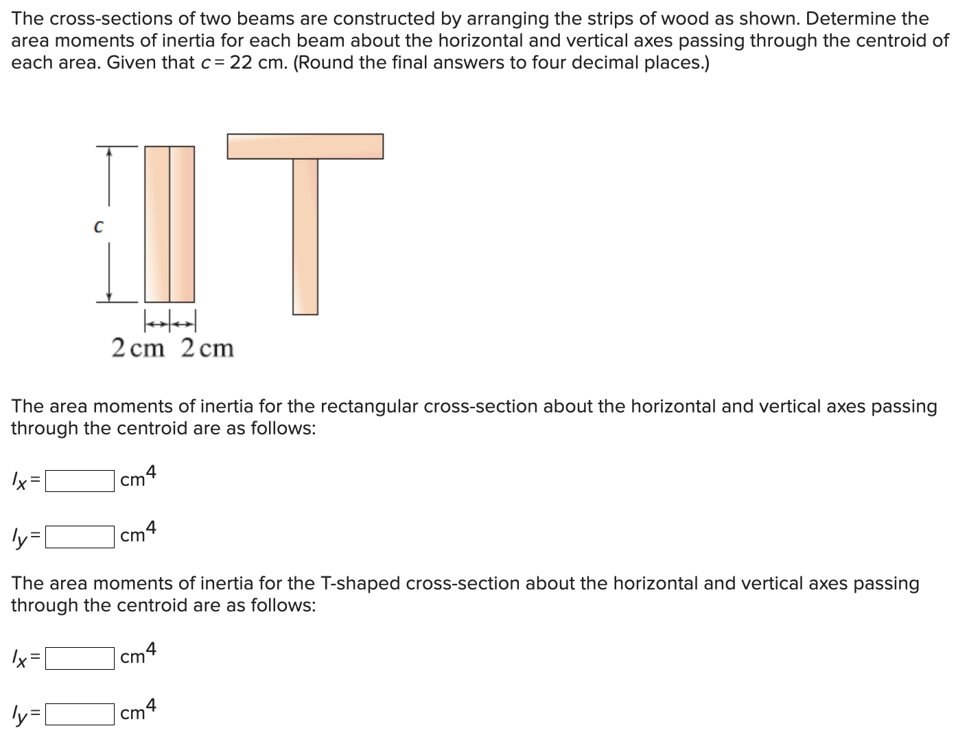 Solved The cross-sections of two beams are constructed by | Chegg.com