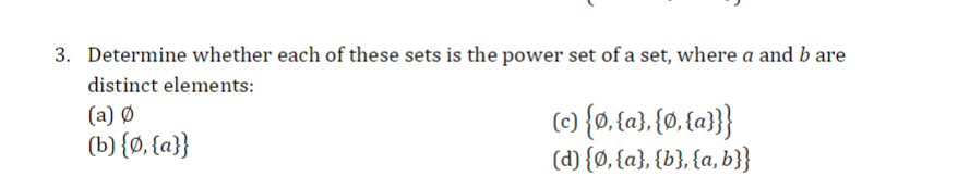 Solved 3. Determine whether each of these sets is the power | Chegg.com