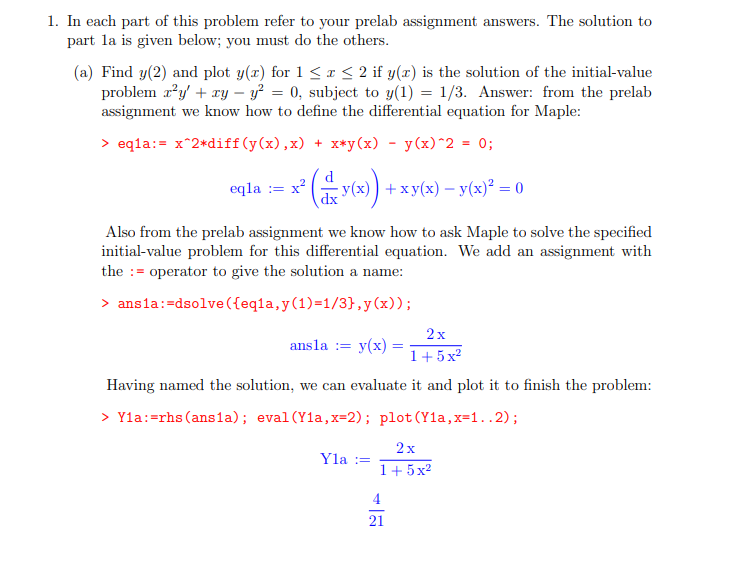 Solved 1. In each part of this problem refer to your prelab | Chegg.com