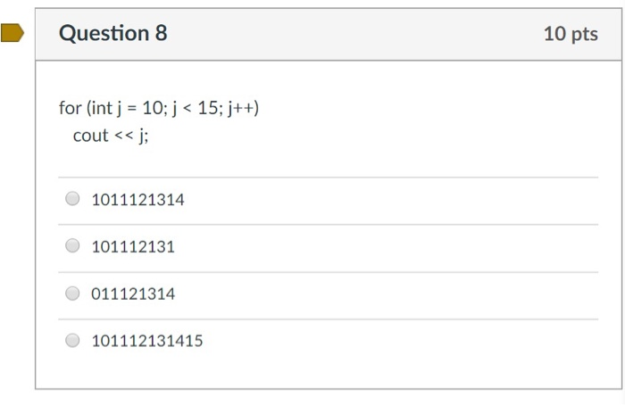 Solved Question 8 10 pts for (int j 10; j