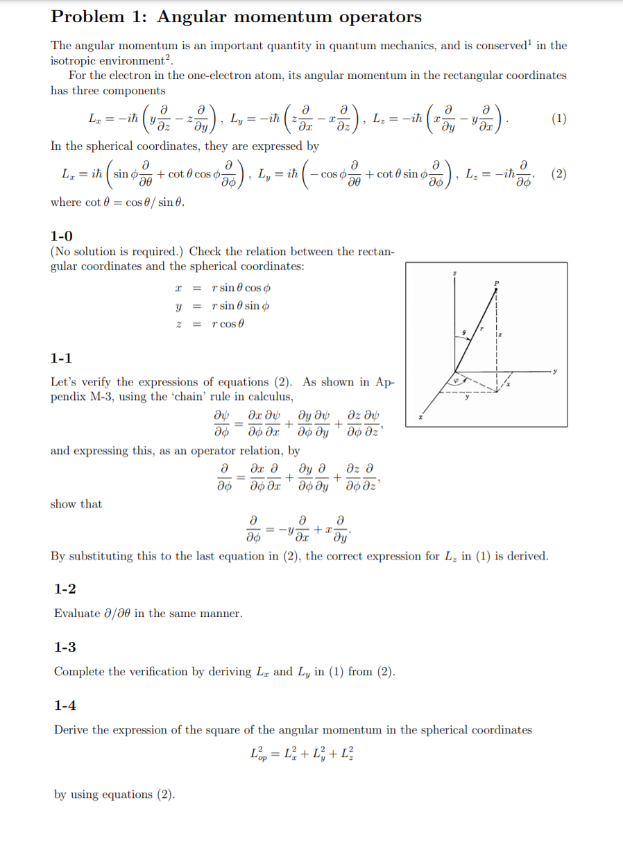 Solved Problem 1: Angular momentum operators The angular | Chegg.com