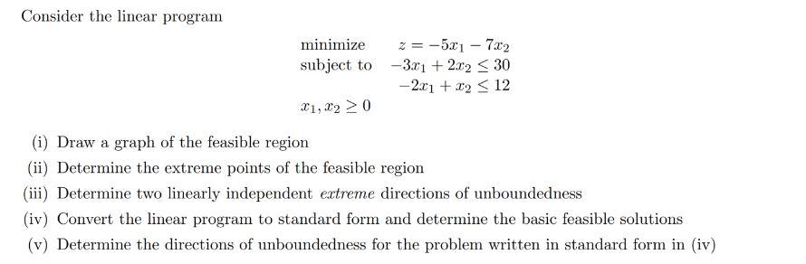Solved Consider the linear program minimize subject to | Chegg.com