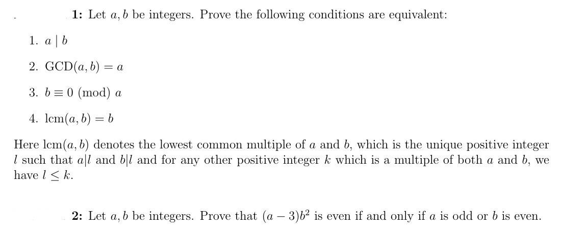 Solved 1: Let a, b be integers. Prove the following | Chegg.com
